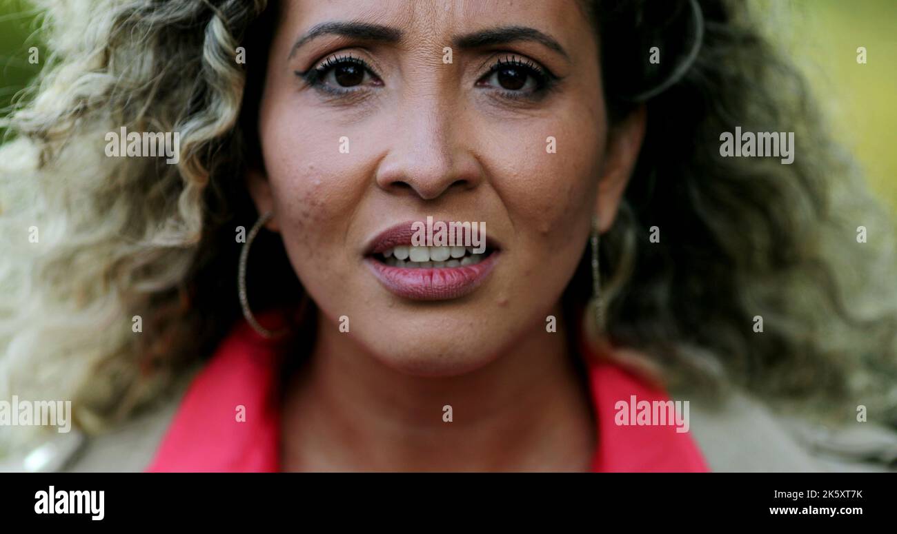 Woman reacting with indignation, person disgust objection in anger ...