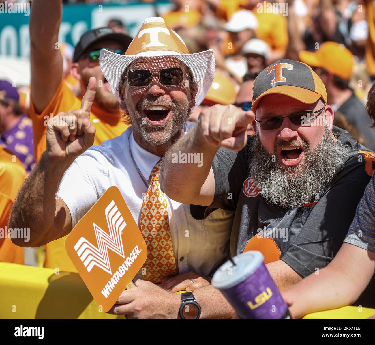 Baton Rouge, LA, USA. 8th Oct, 2022. Tennessee fans celebrate the Vols ...
