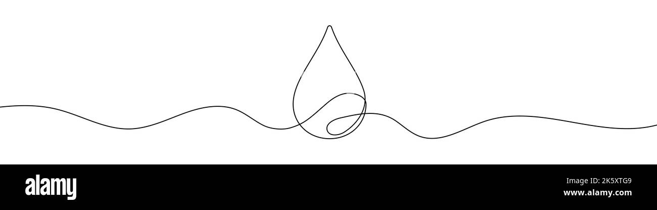 Continuous line drawing of drop. Water drop line icon. One line drawing ...