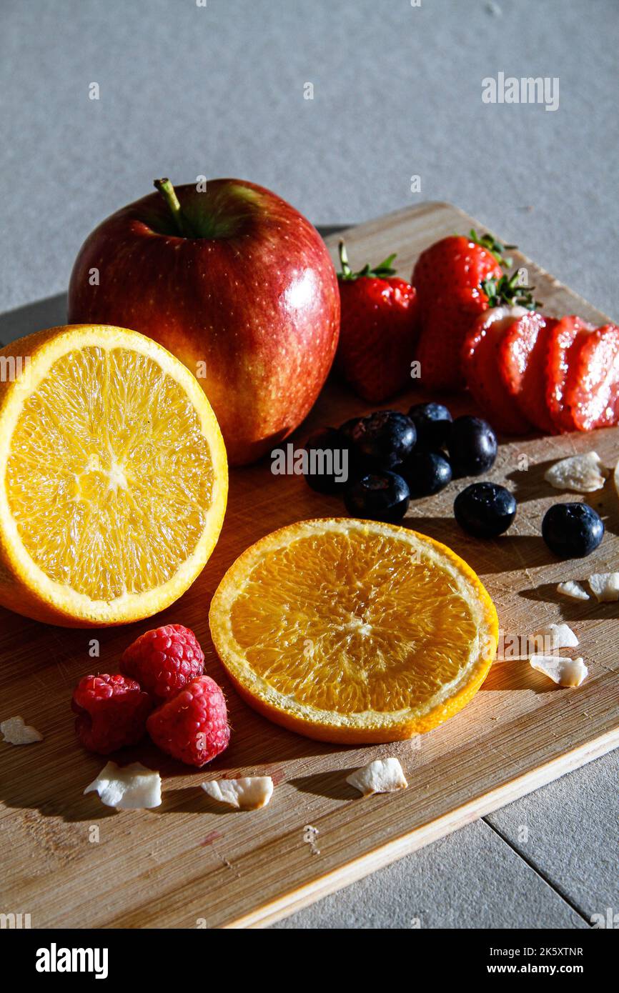 Variety of fruit sliced and whole hi-res stock photography and images ...