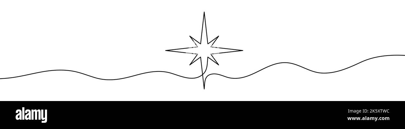 Continuous line drawing of star. One line drawing background. Vector ...