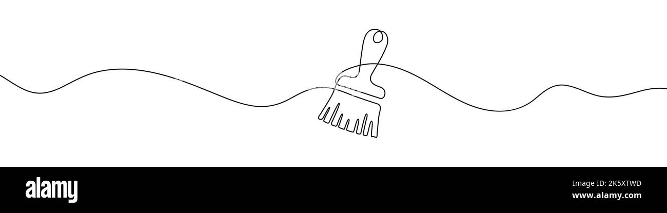 Continuous one line drawing silhouette of brush. The paintbrush linear ... Continuous one line drawing silhouette of brush. The paintbrush linear ...