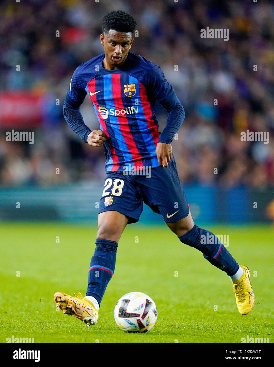 Barcelona, Spain. October 9, 2022, Alejandro Balde of FC Barcelona ...