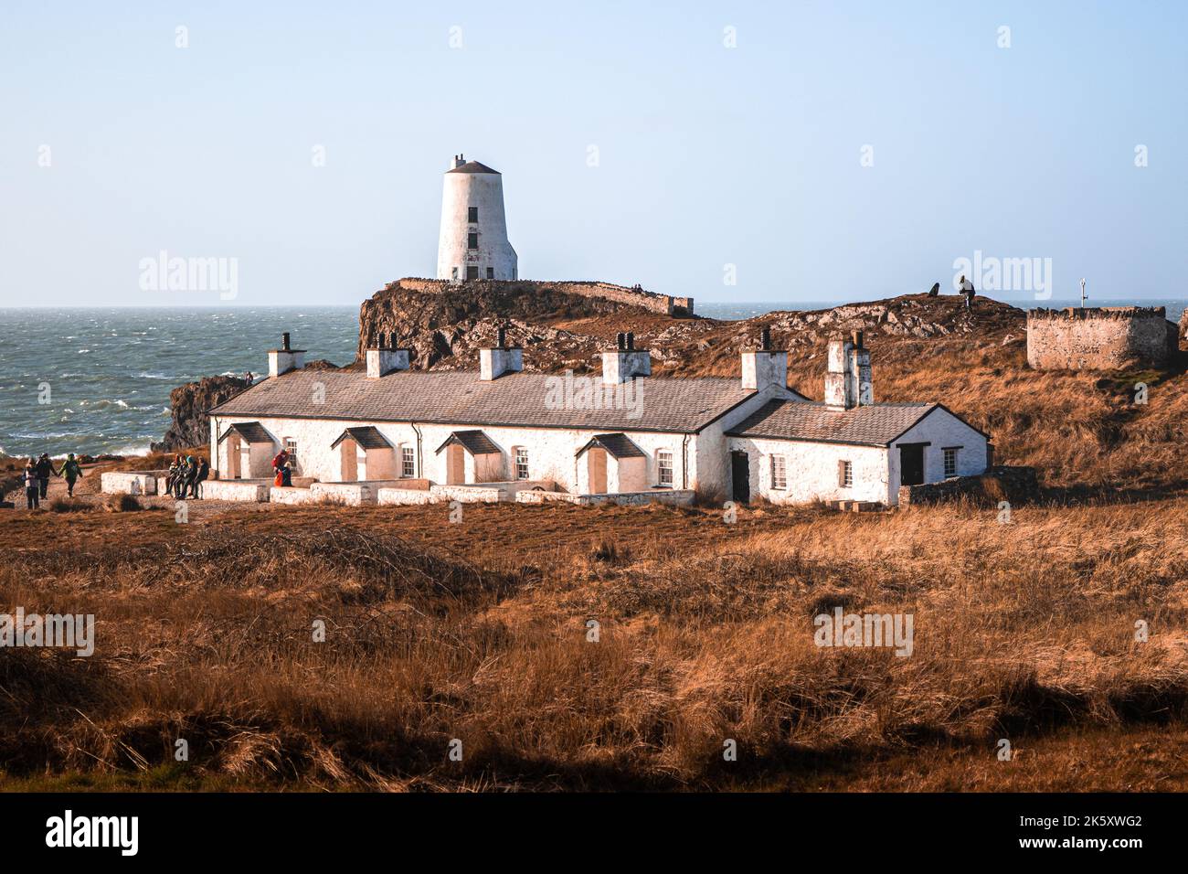 The Church of St Dwynwen on a bright summer's day, Ynys Llanddwyn Stock ...