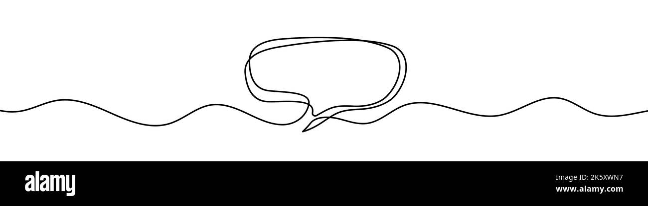 Continuous line drawing of speech bubble. One line drawing background ...