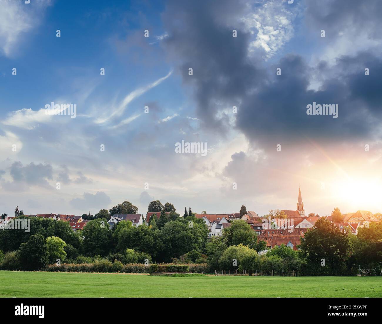 Freiberg am Neckar On the Sunset. Small European town in Baden ...