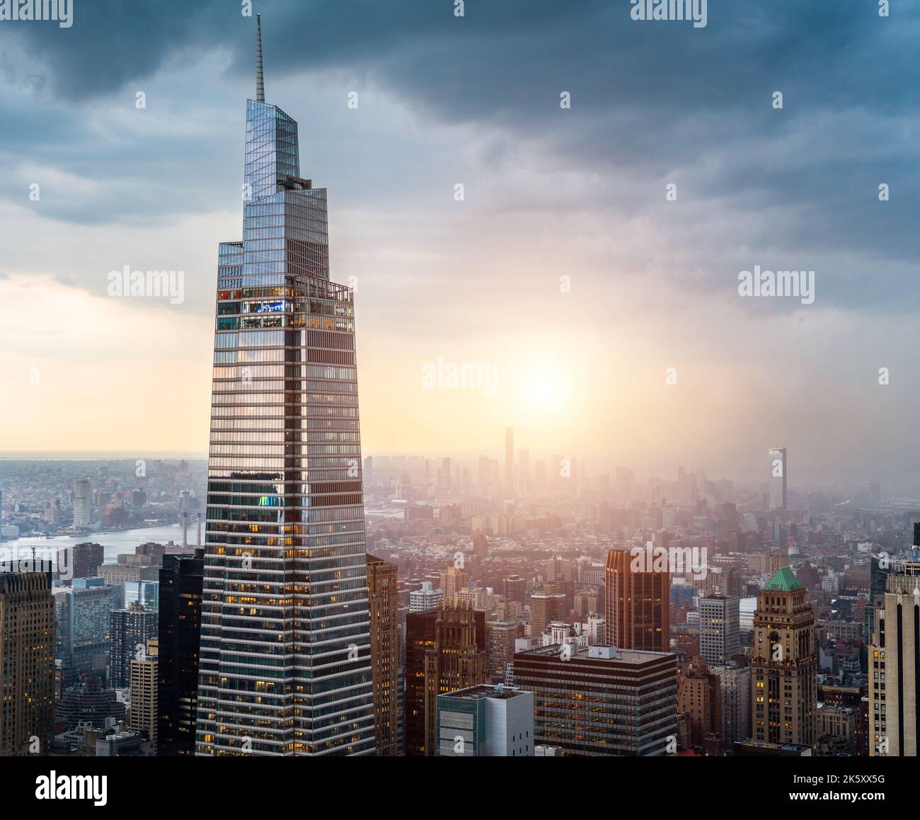 Skyscraper tower close up with beautiful sky and clouds Stock Photo - Alamy