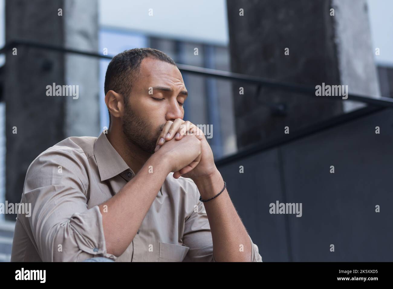 Close-up photo portrait of upset office worker fired businessman in ...