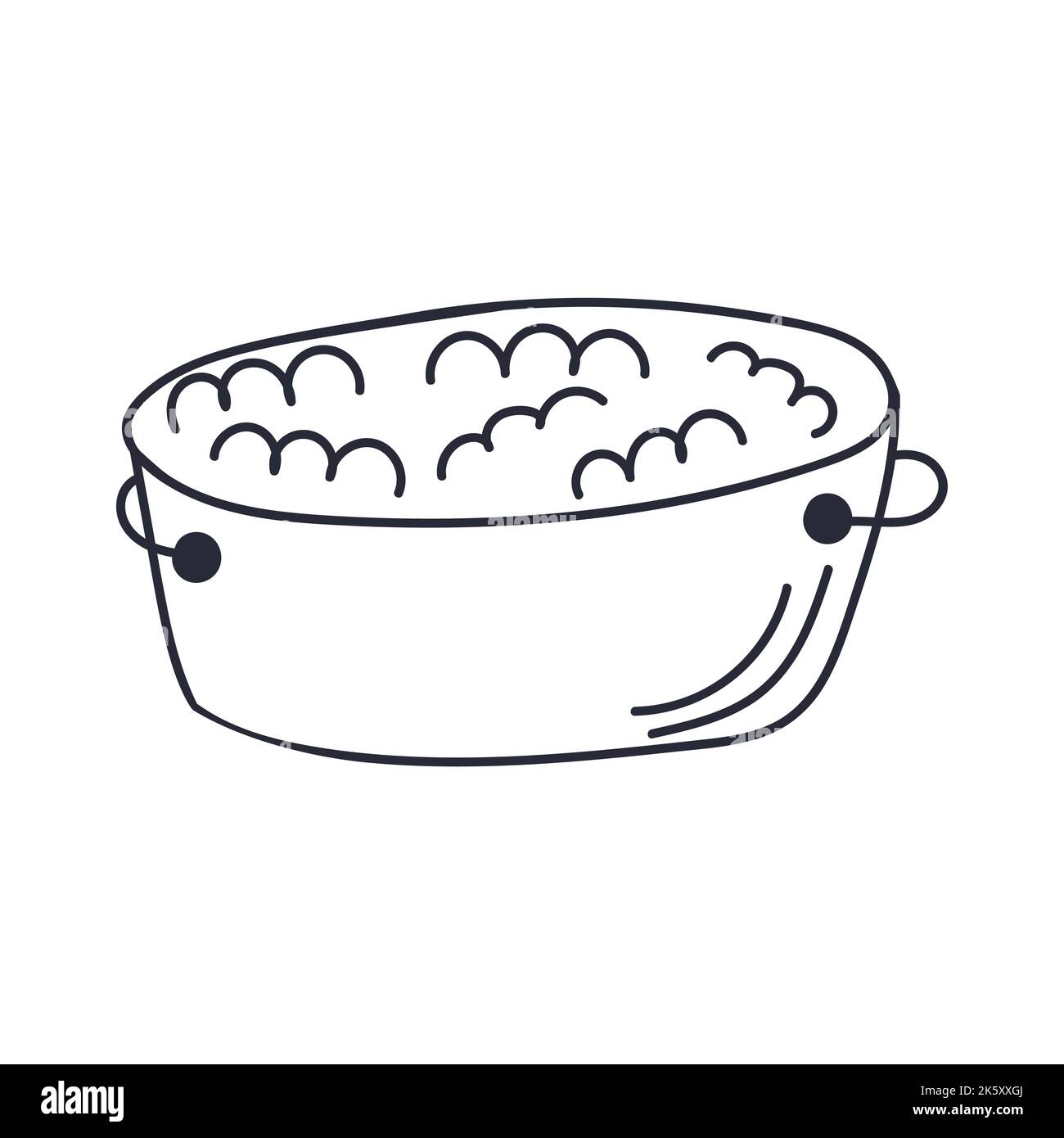 Basin for washing clothes in hand drawn doodle style. Vector ...