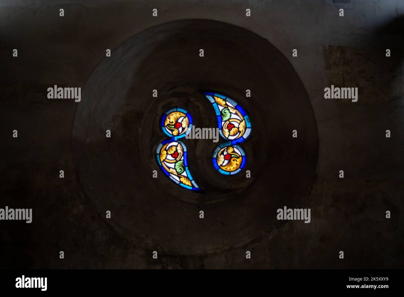 A stained glass inside corvin castle hunedoara romania Stock Photo - Alamy