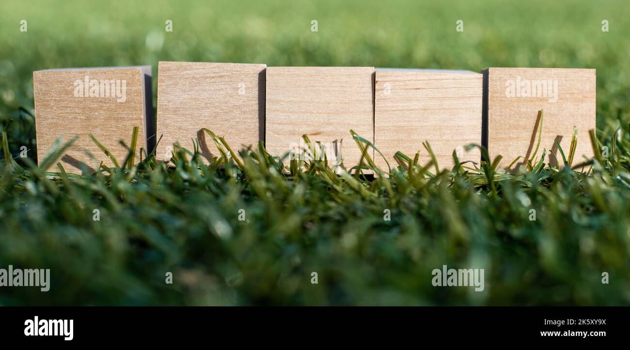 Five wooden football field cubes, mocap Stock Photo - Alamy