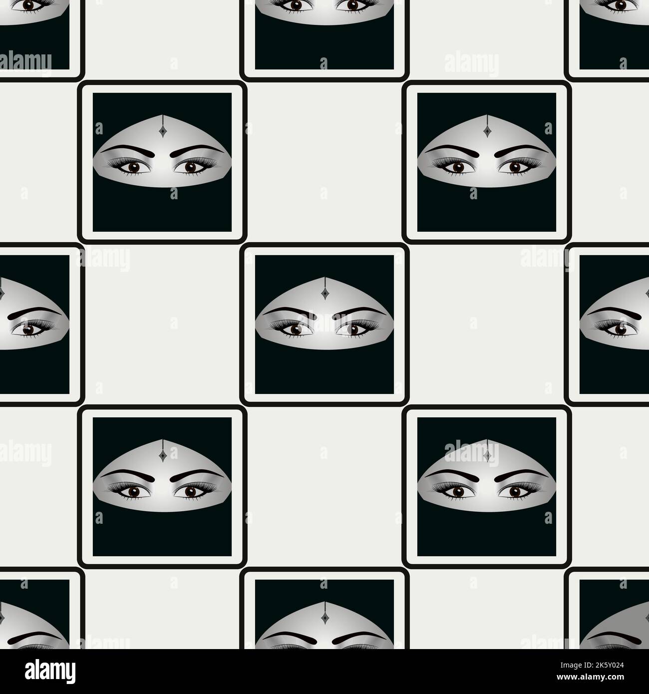Muslim women eyes wearing hijab pattern seamless in black color for any ...
