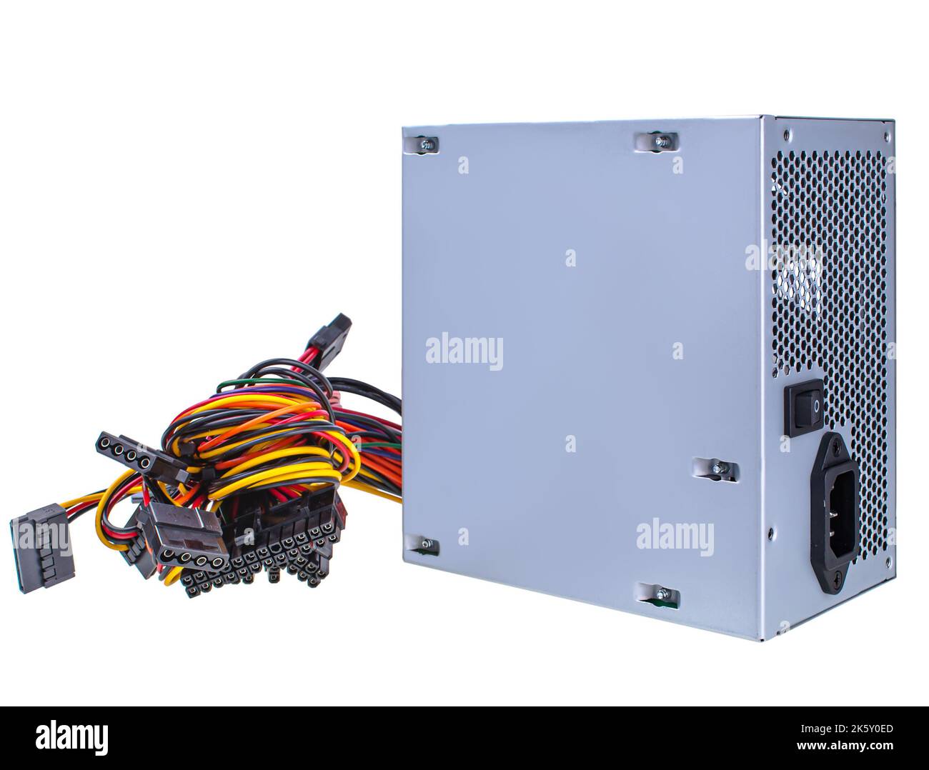 power supply for a computer, a spare part for a computer, on a white ...