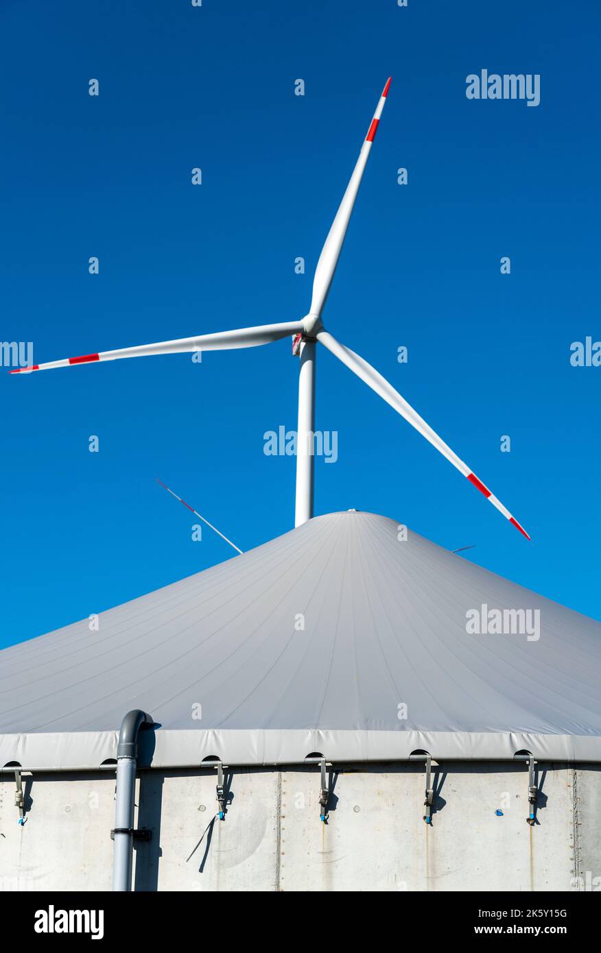 Wind farm near Bad Wünneberg, biogas plant, East Westphalia Lippe, NRW ...