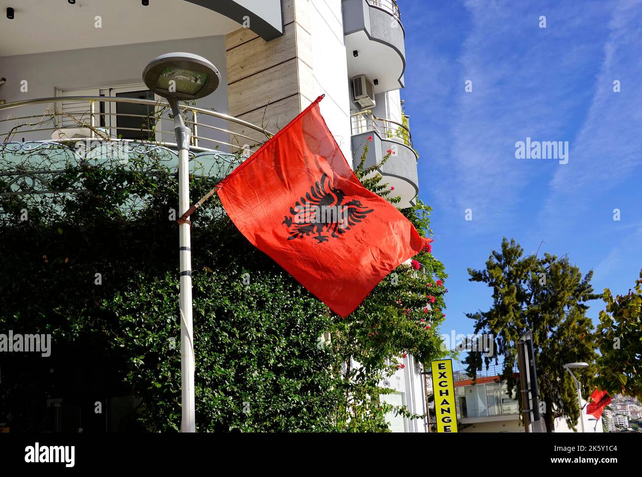 Flag of the Republic of Albania, Saranda, Albania Stock Photo - Alamy