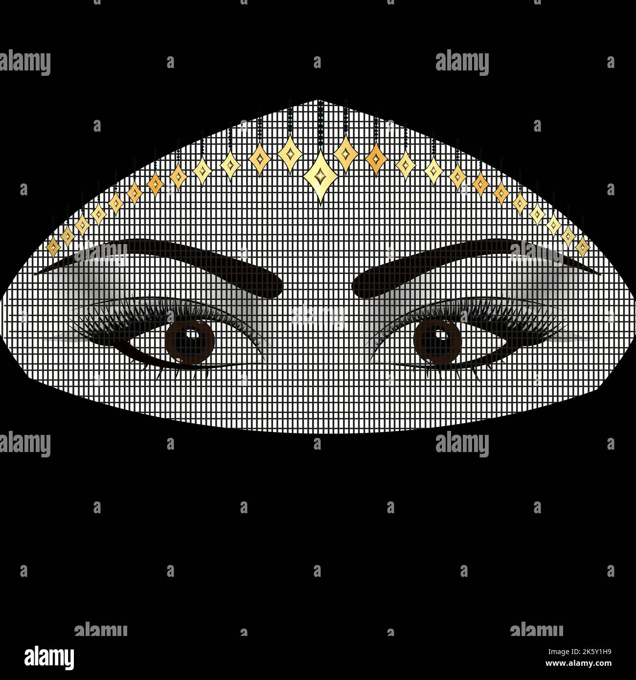 beautiful face of arabic muslim woman, illustration Stock Photo - Alamy
