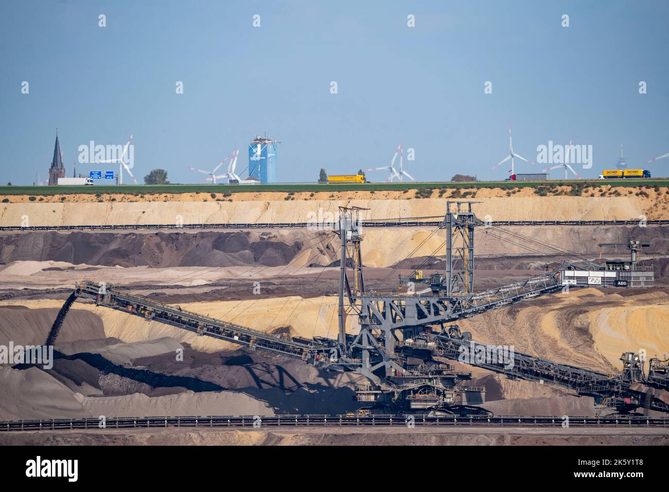 Garzweiler II opencast lignite mine, bucket wheel excavator a skip ...
