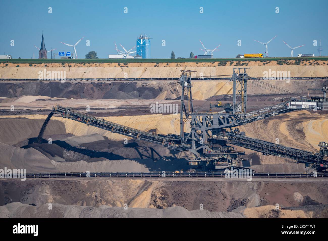 Garzweiler II opencast lignite mine, bucket wheel excavator a skip ...