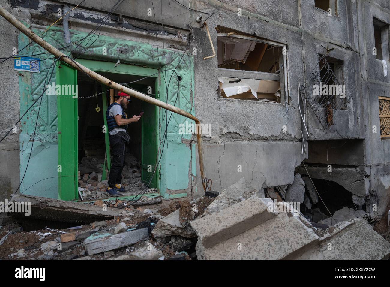 Bakhmut, Ukraine. 04th Oct, 2022. A volunteer who evacuates civilians ...