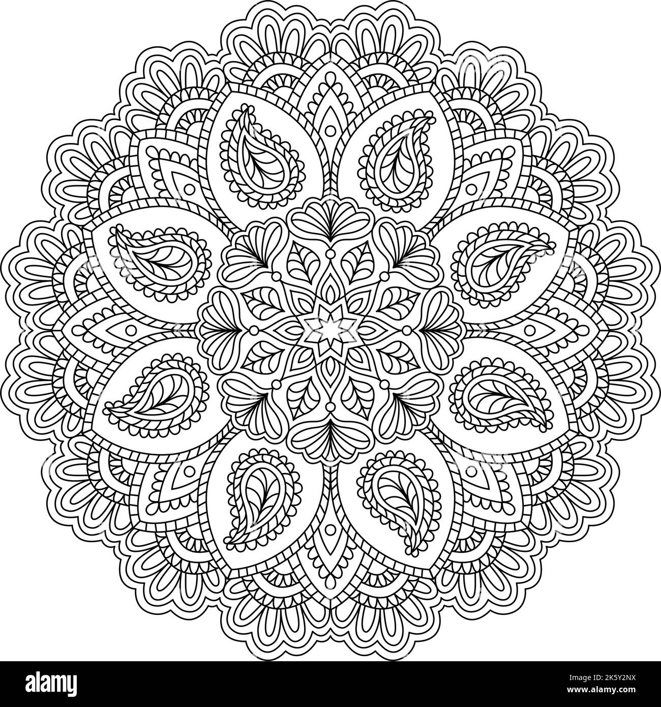 Detailed intricate ethnic Indian mehndi henna tattoo round mandala for ...