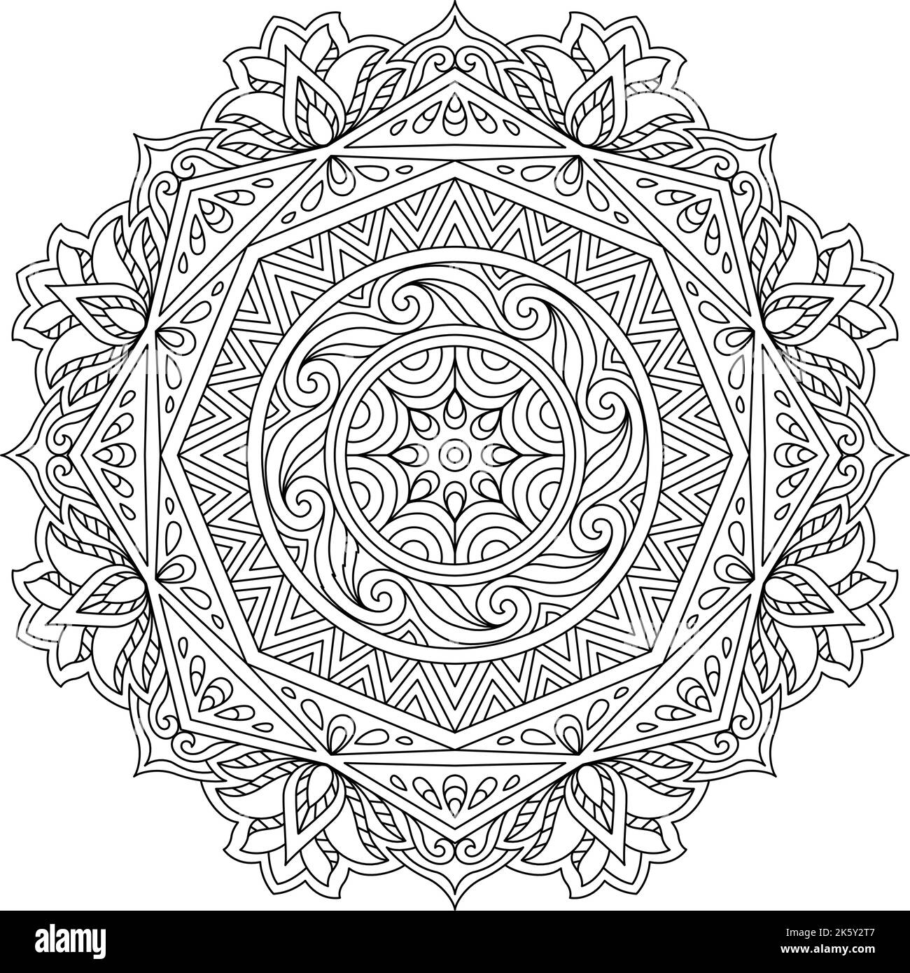 Intricate ethnic Indian mehndi henna tattoo round mandala for ...