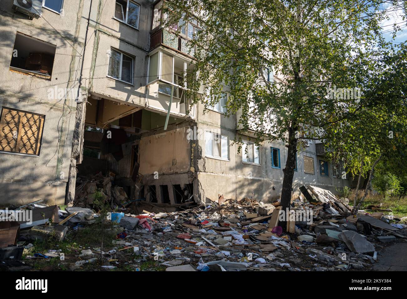 An apartment that has been heavily damaged by shelling. Bakhmut has ...