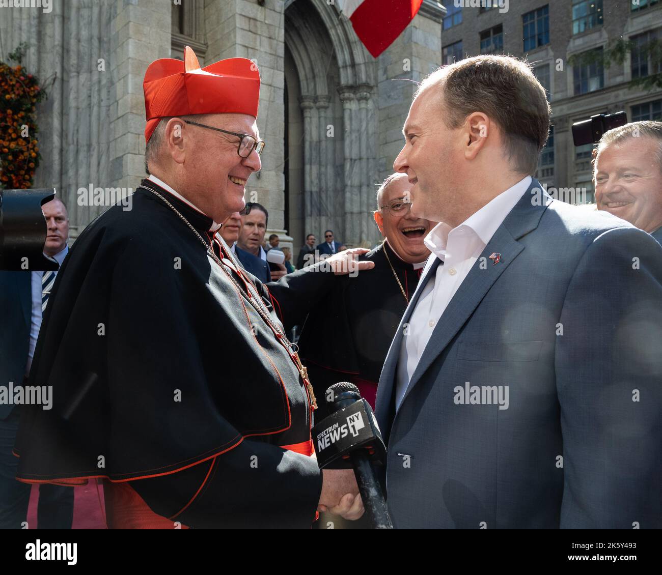 New York, USA. 10th Oct, 2022. Cardinal Timothy Dolan greets ...