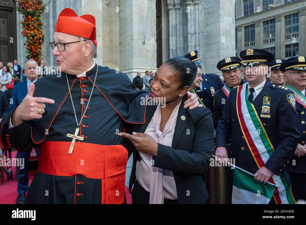 New York, USA. 10th Oct, 2022. (L-R) Cardinal Timothy Dolan, NYPD ...