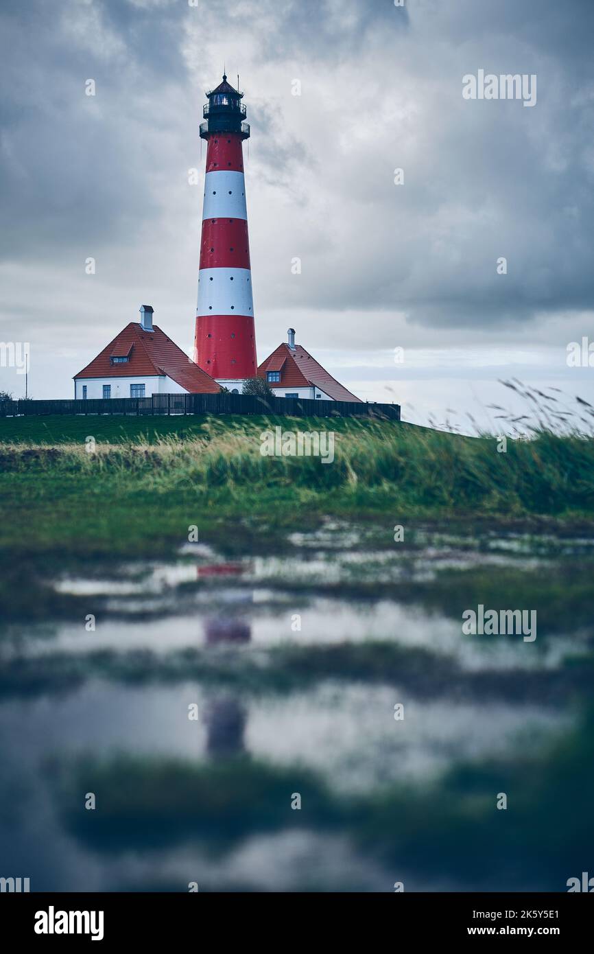 stormy weather at the north sea coast Lighthouse. High quality photo ...