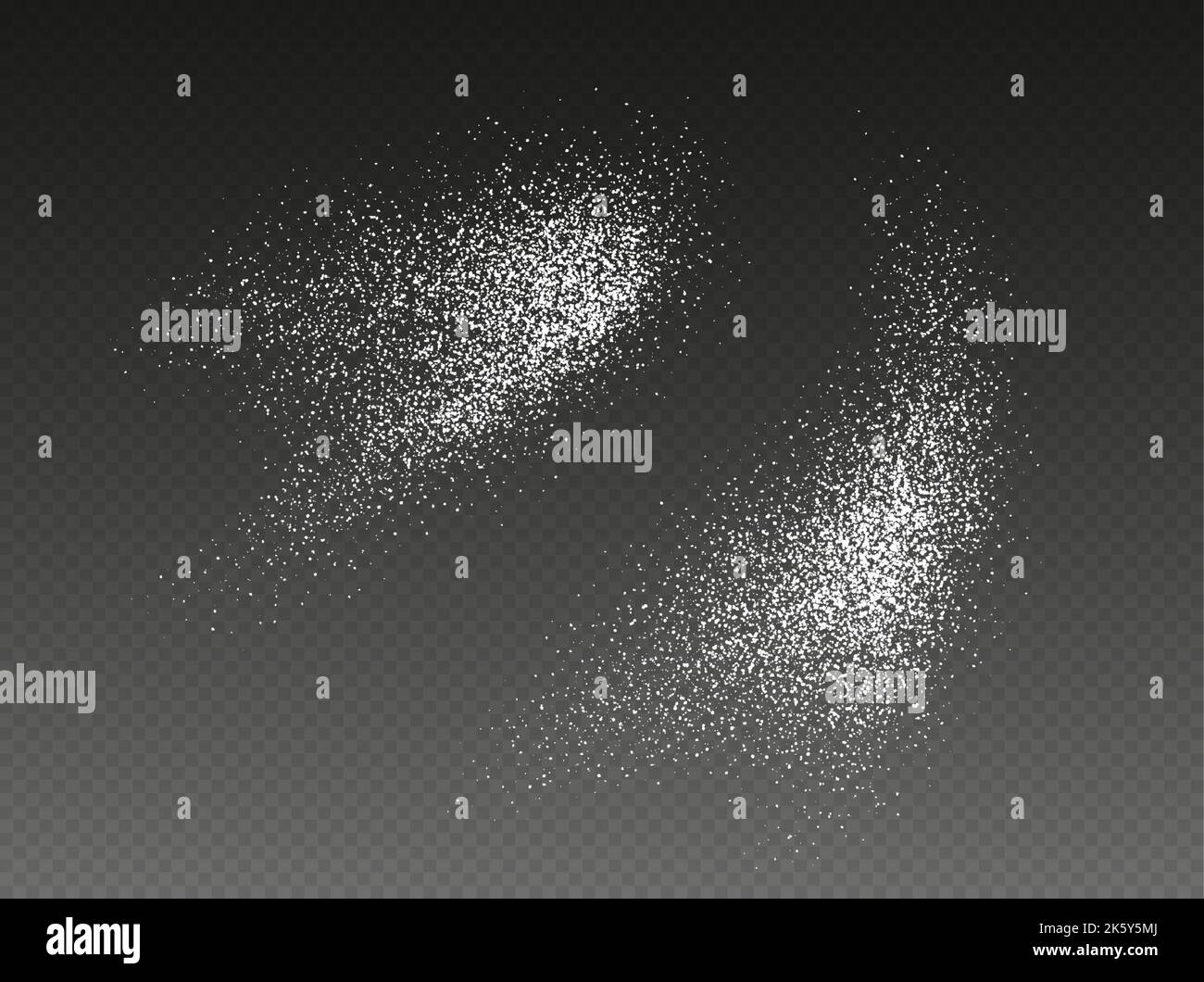Sugar powder splash, flying salt, baking flour top view. White powder ...