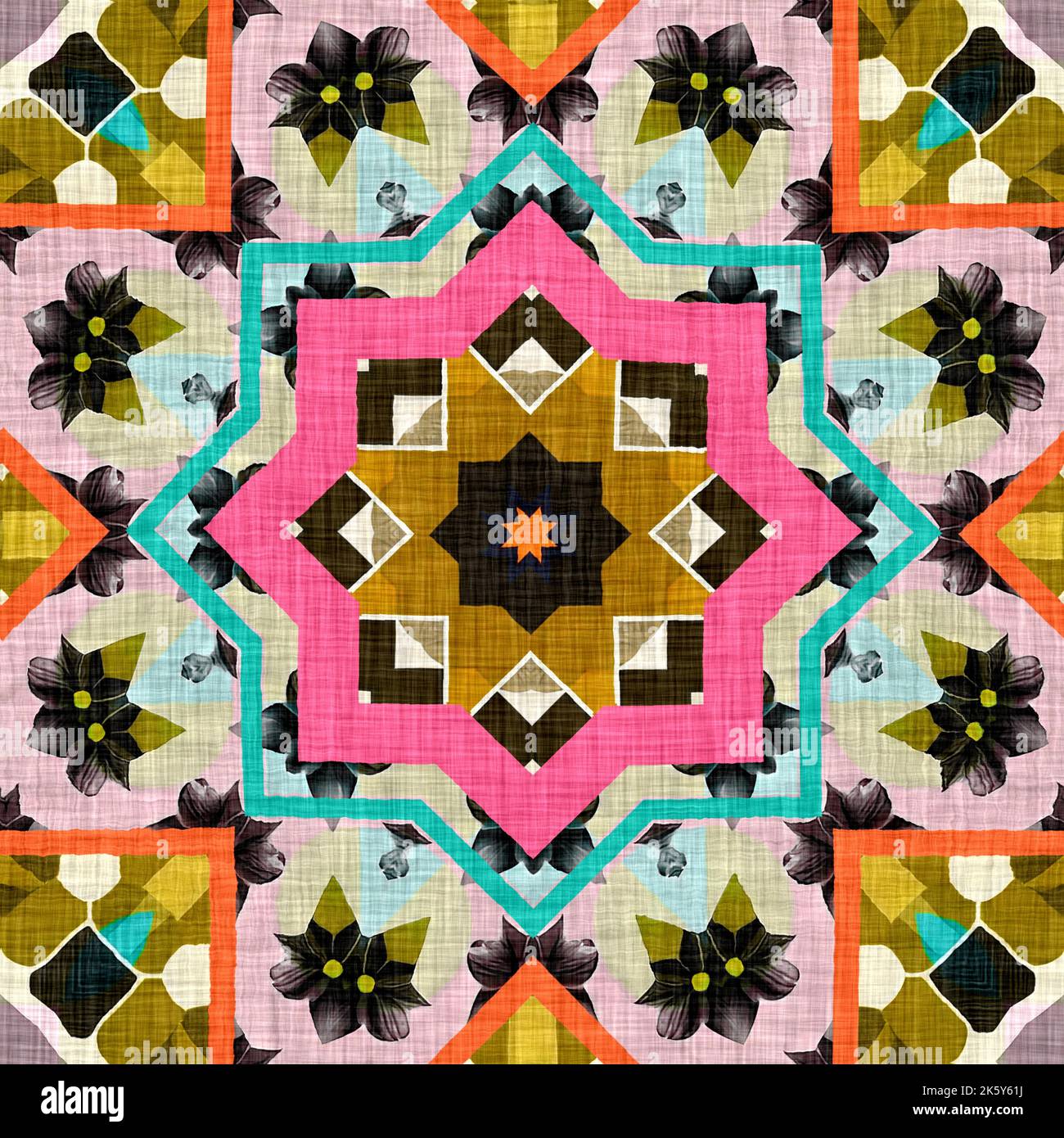 Kitsch pattern geometric retro design in seamless background. Trendy ...