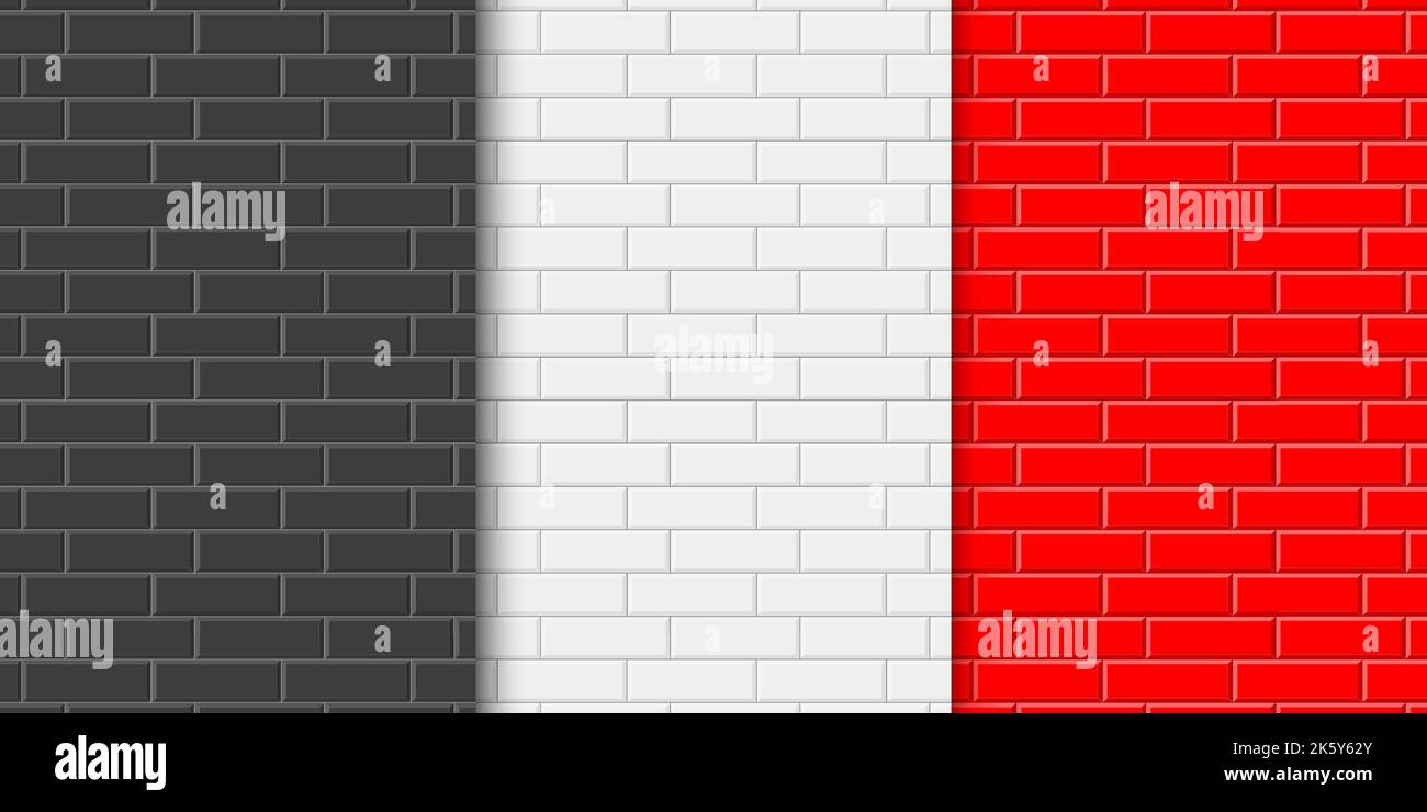 Set of black, white and red brick wall background. Subway tile seamless ...