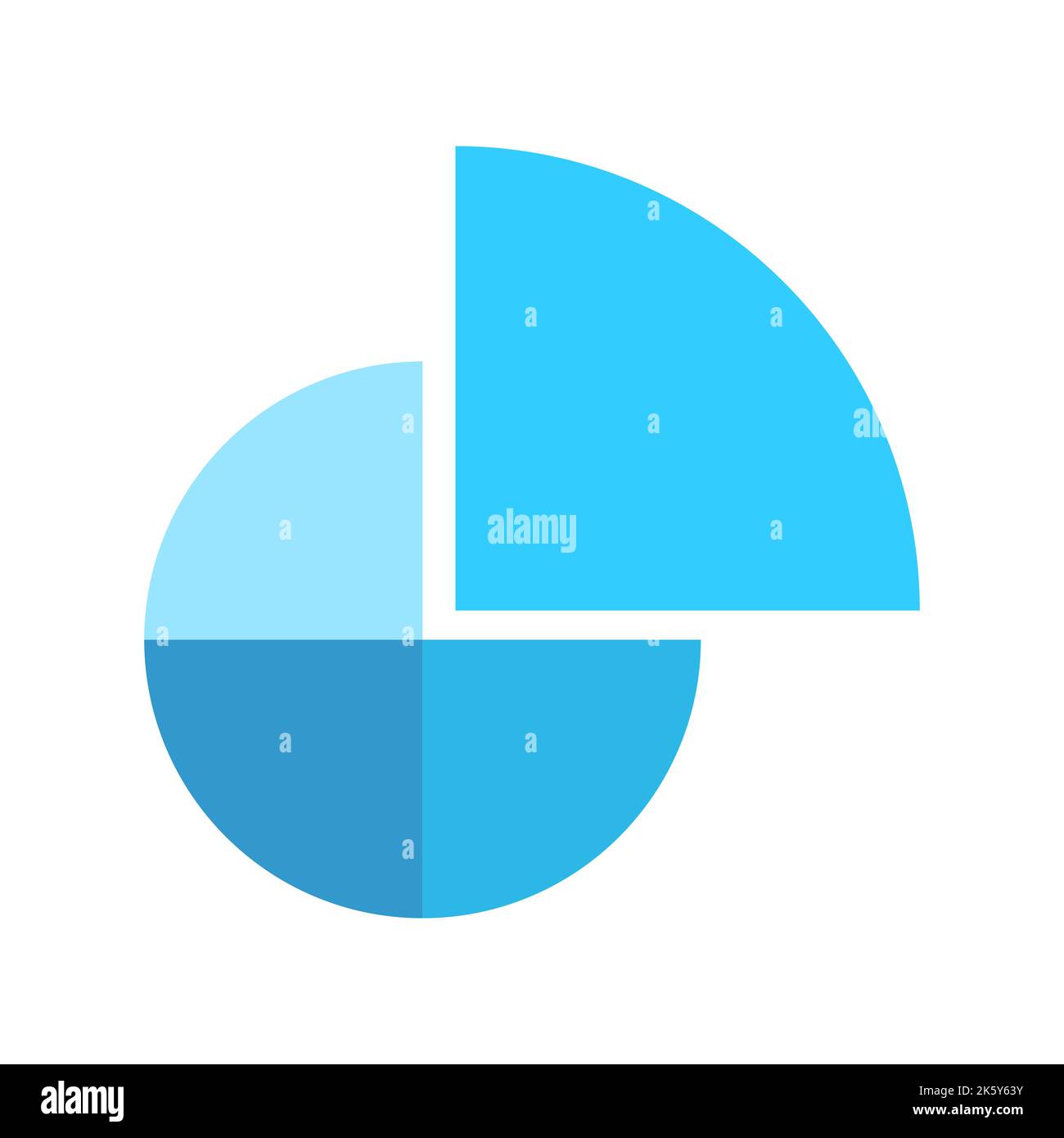 Donut chart divided in 4 monochrome blue sections. Round diagram with ...