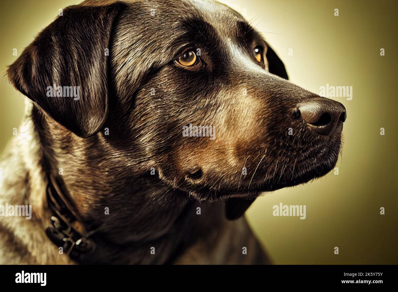 Illustrative portrait of a labrador retriever dog face closeup ...