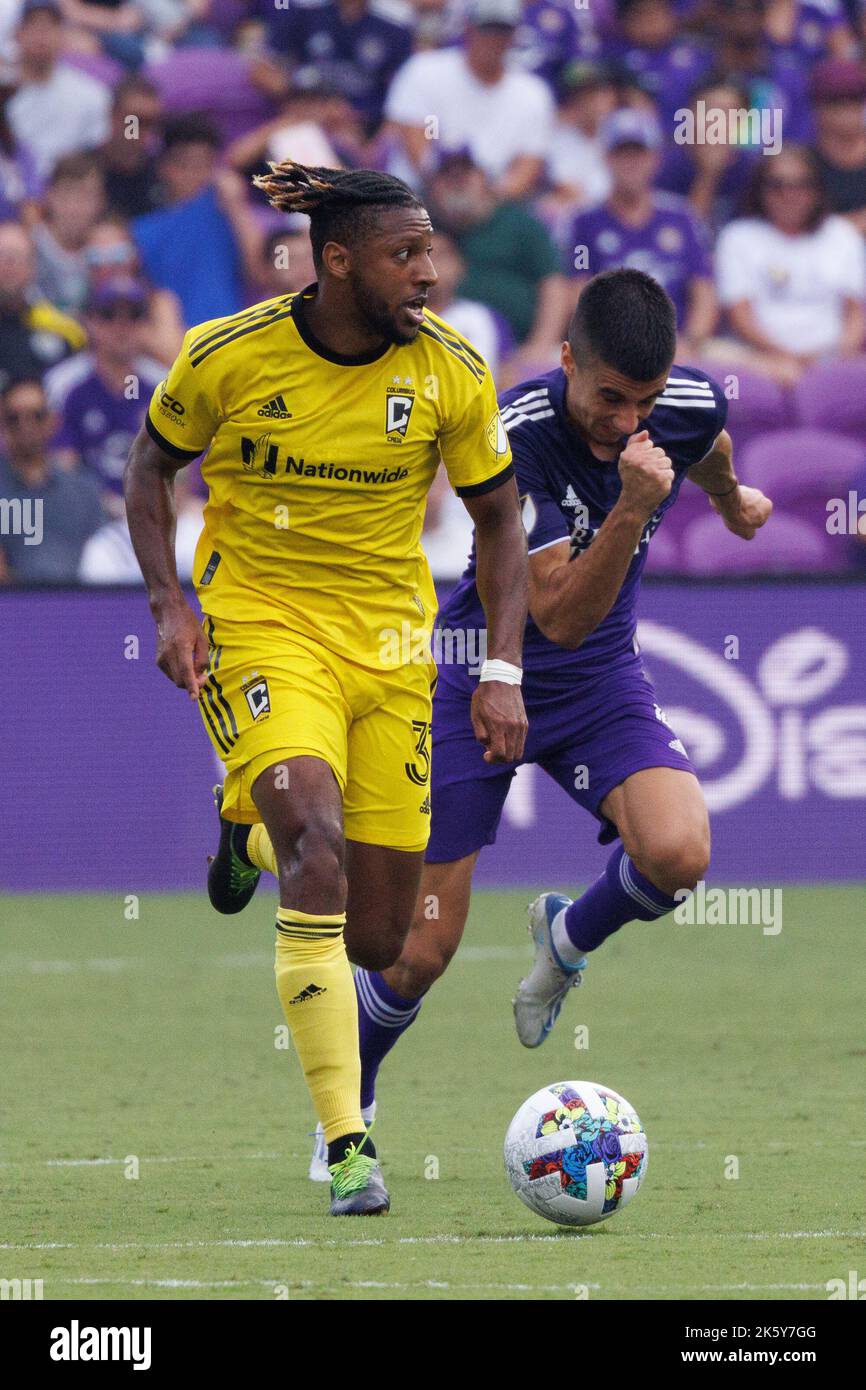 ORLANDO, FL - OCTOBER 9: Steven Moreira of Orlando City drives the ball ...