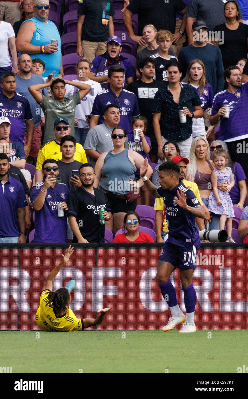 ORLANDO, FL - OCTOBER 9: Player of Orlando City battles for the ball ...