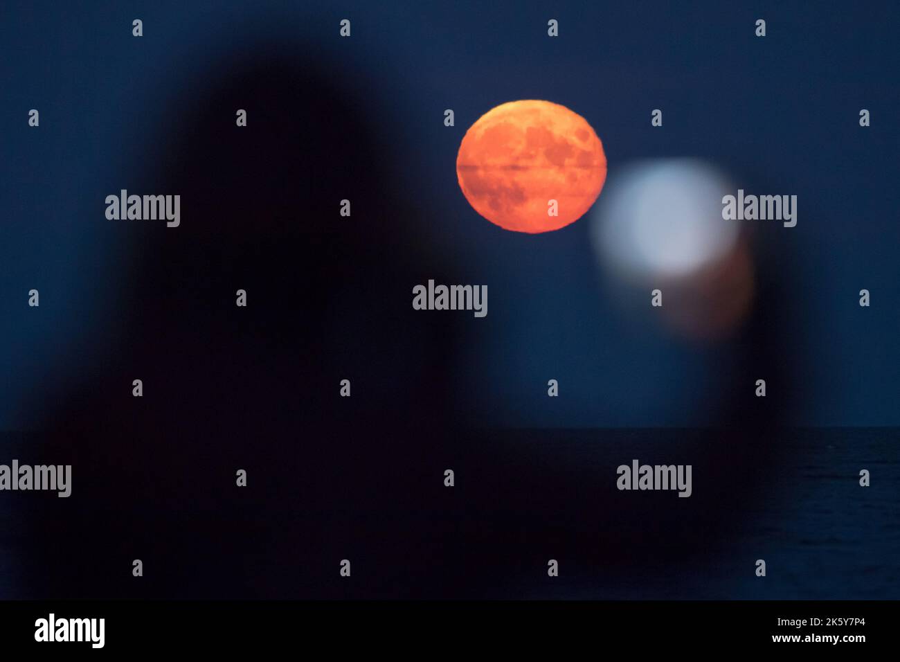 Gdansk, Poland. October 10th 2022. The Full Hunter's Moon over Baltic ...