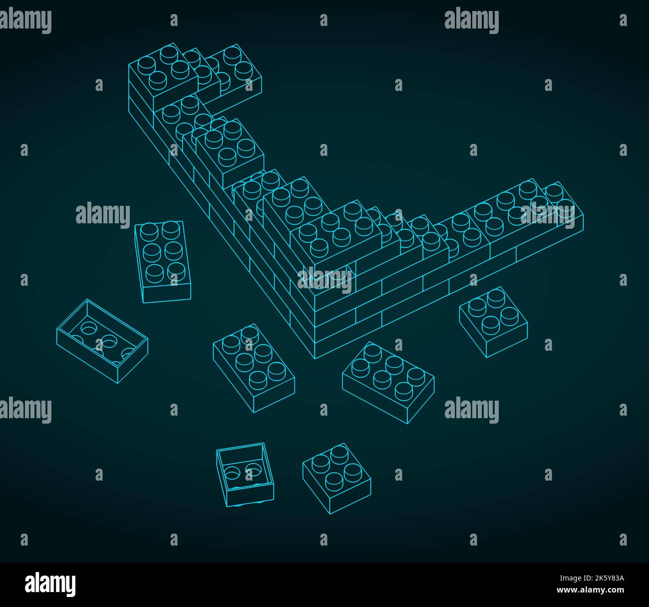 Stylized vector illustration of plastic building blocks for child ...