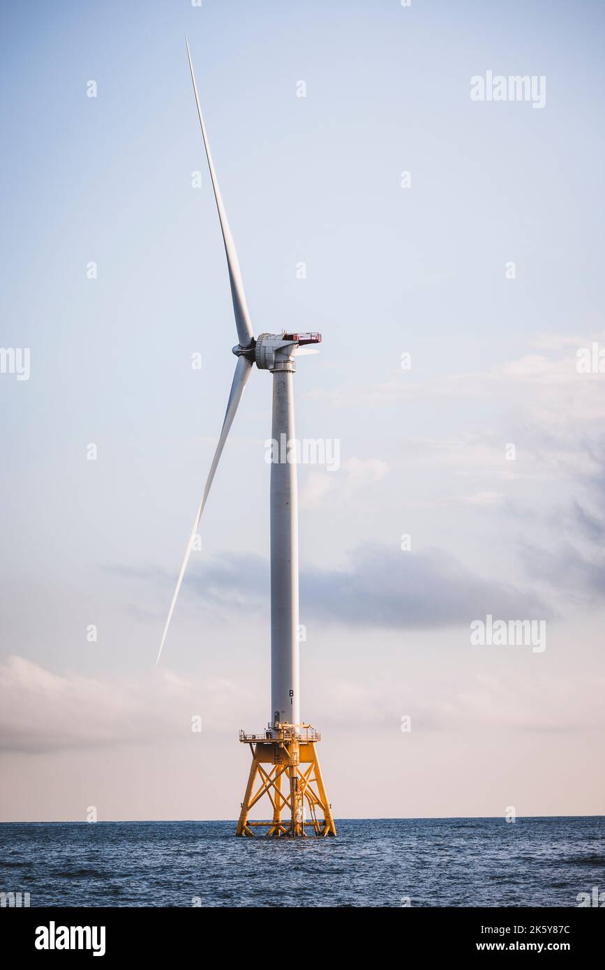 Massive off shore wind turbine near Block Island, Rhode Island Stock ...