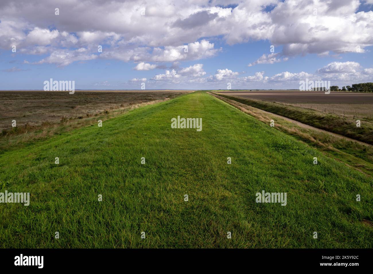 Walking on Peter Scott walk, following the top of the outer sea defence ...