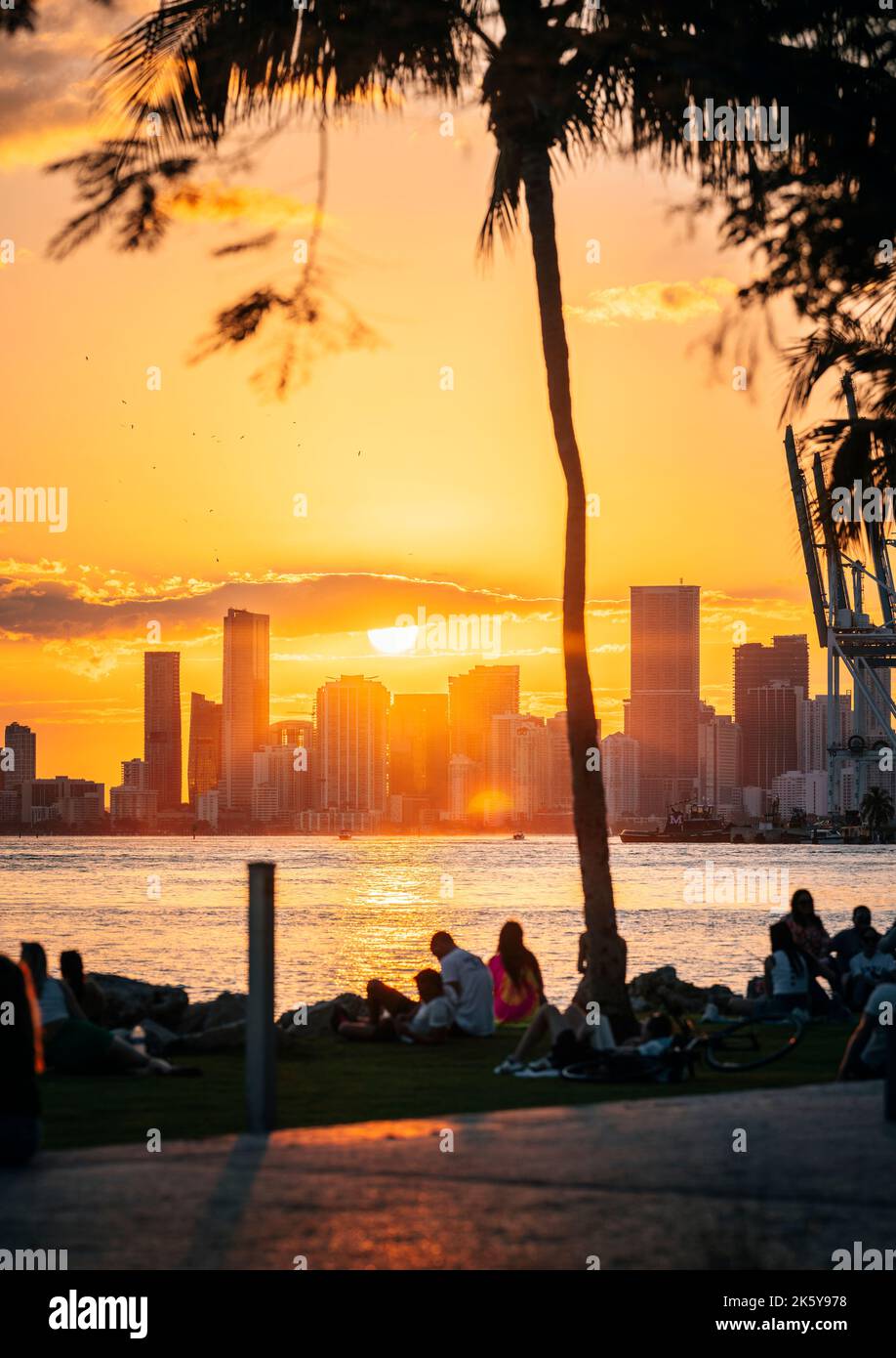sunset south pointe park Miami Beach Stock Photo - Alamy