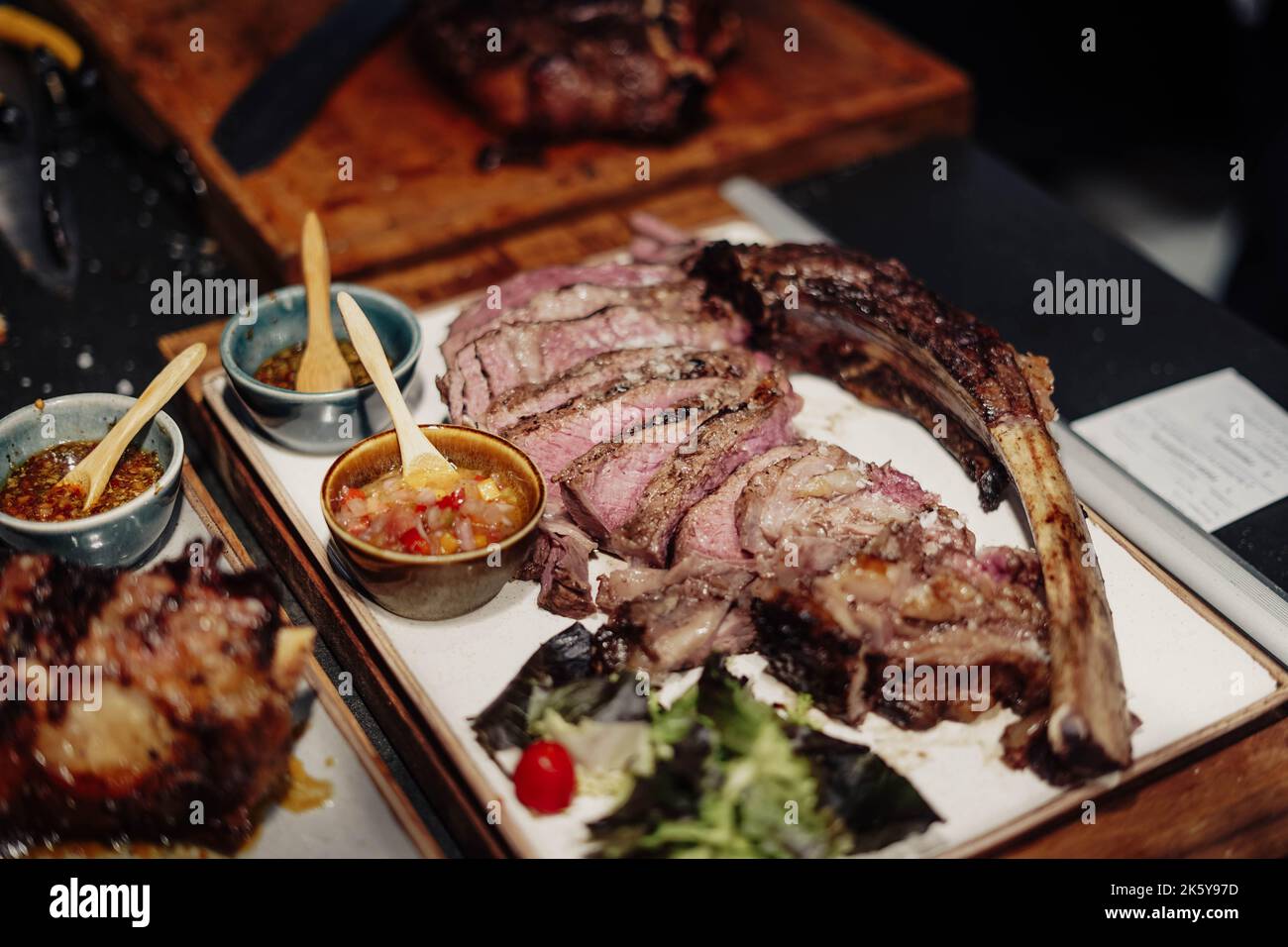 Grilled beef of excellent quality in a fancy restaurant Stock Photo - Alamy