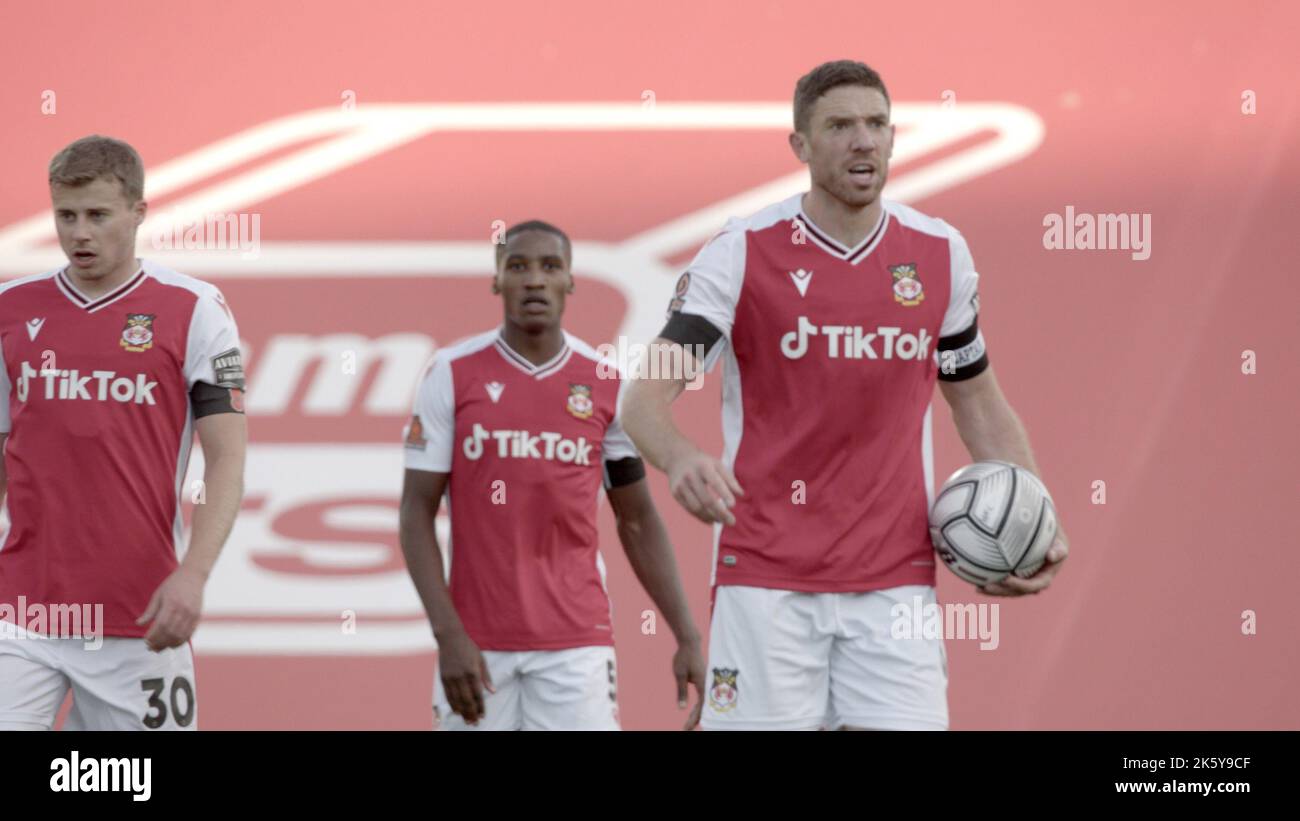 WELCOME TO WREXHAM, from left: James Jones, Aaron Hayden, Ben Tozer ...