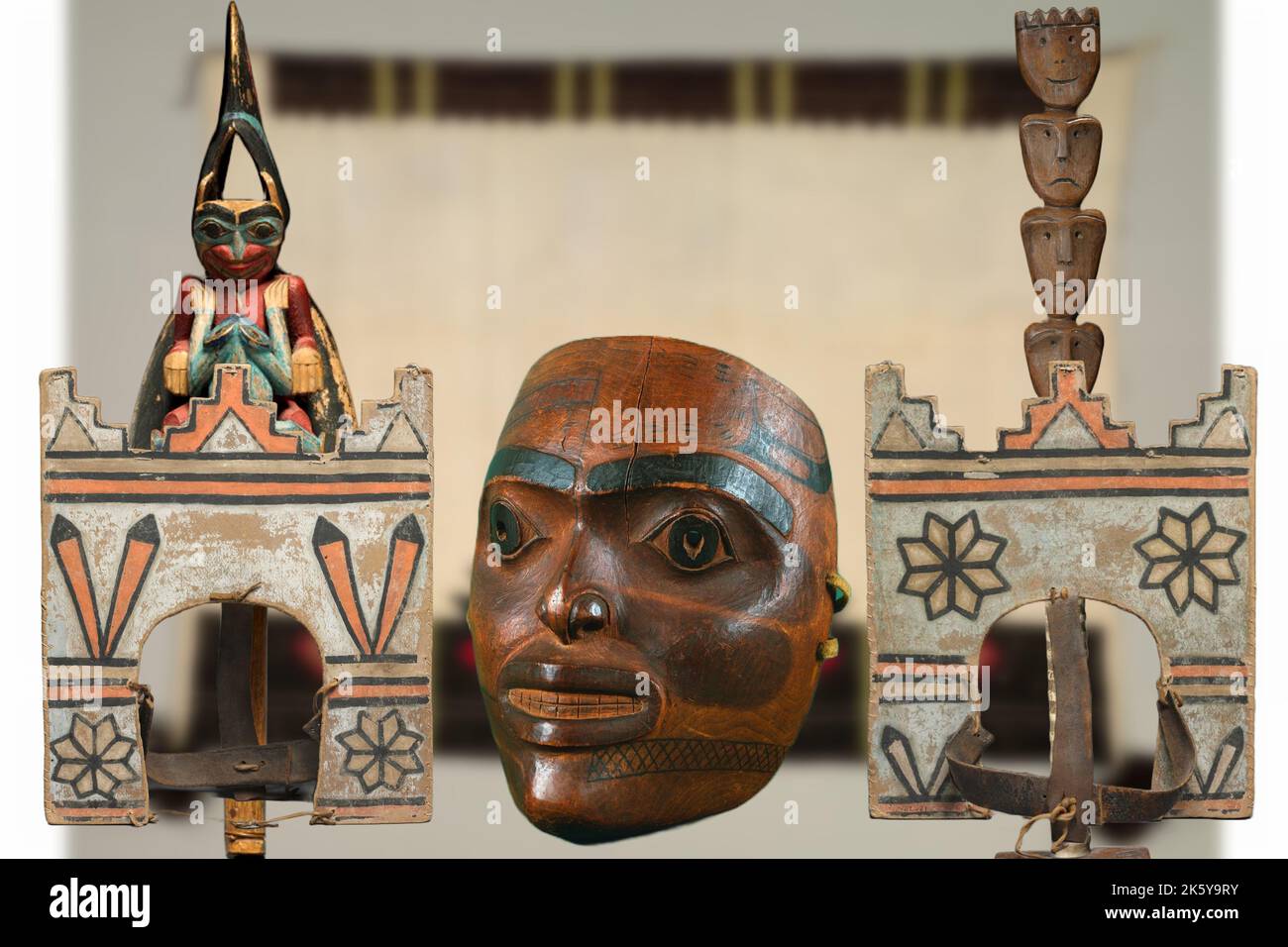 Native American Art - Ceremonial Objects (Mask, Rattle, Totem, Headgear ...