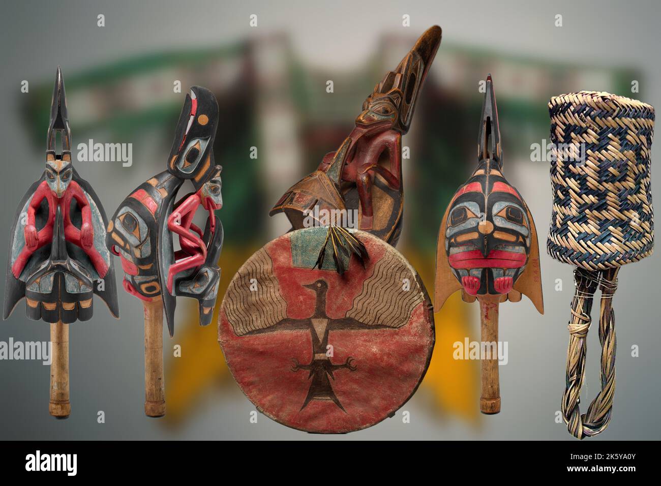 Native American Art- Shak Shak, Rattle and Drum Stock Photo - Alamy