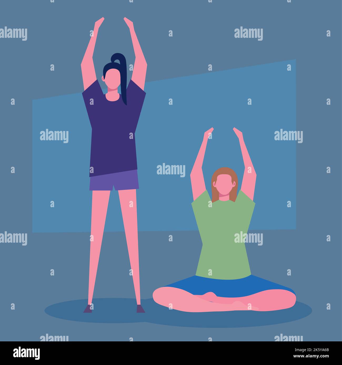 young girls practicing yoga Stock Vector Image & Art - Alamy