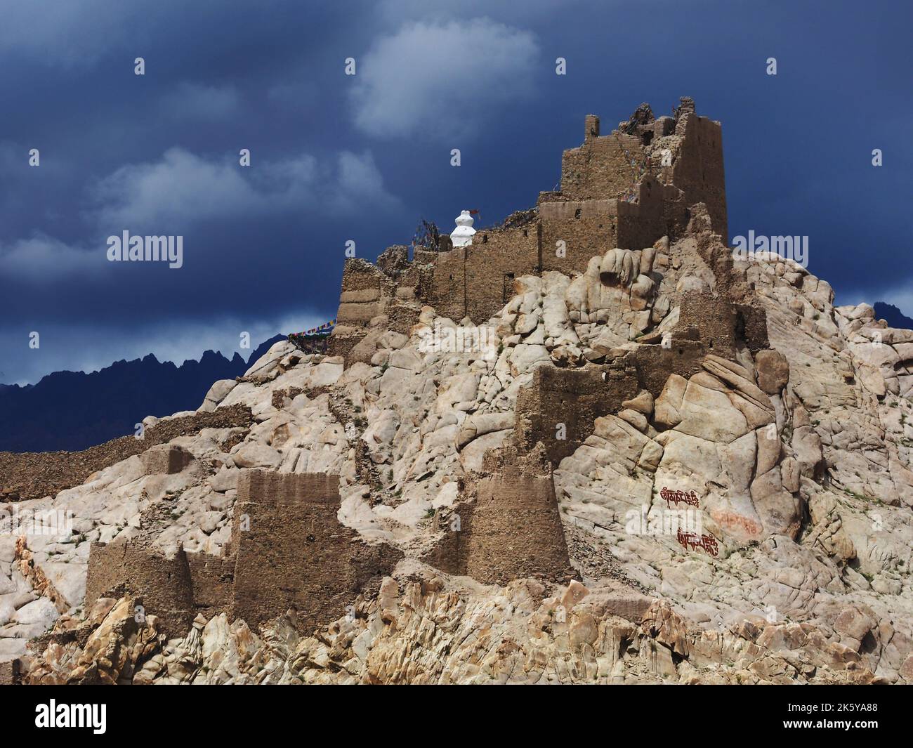 Ancient ruins of an ancient Buddhist monastery in Ladakh, Himalayas ...