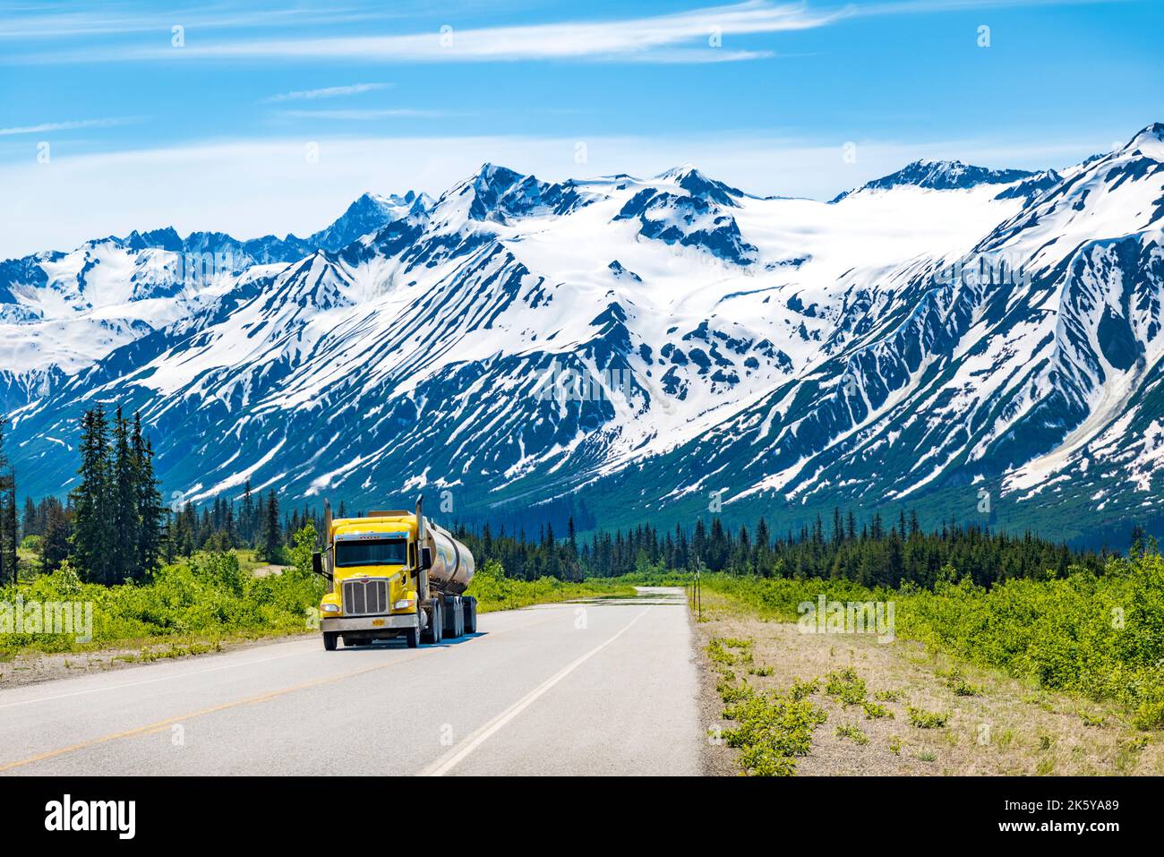 Haines Highway, Rt. 3; near Chilkat Pass; view towards Tatshenshini ...