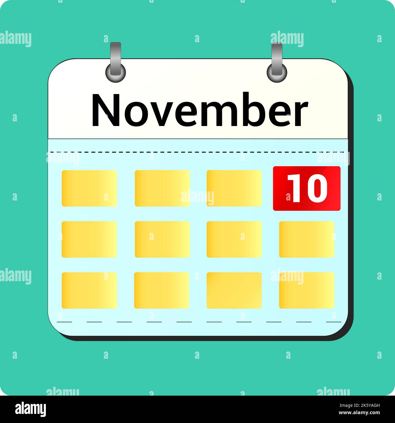 calendar vector drawing, date November 10 on the page Stock Vector ...