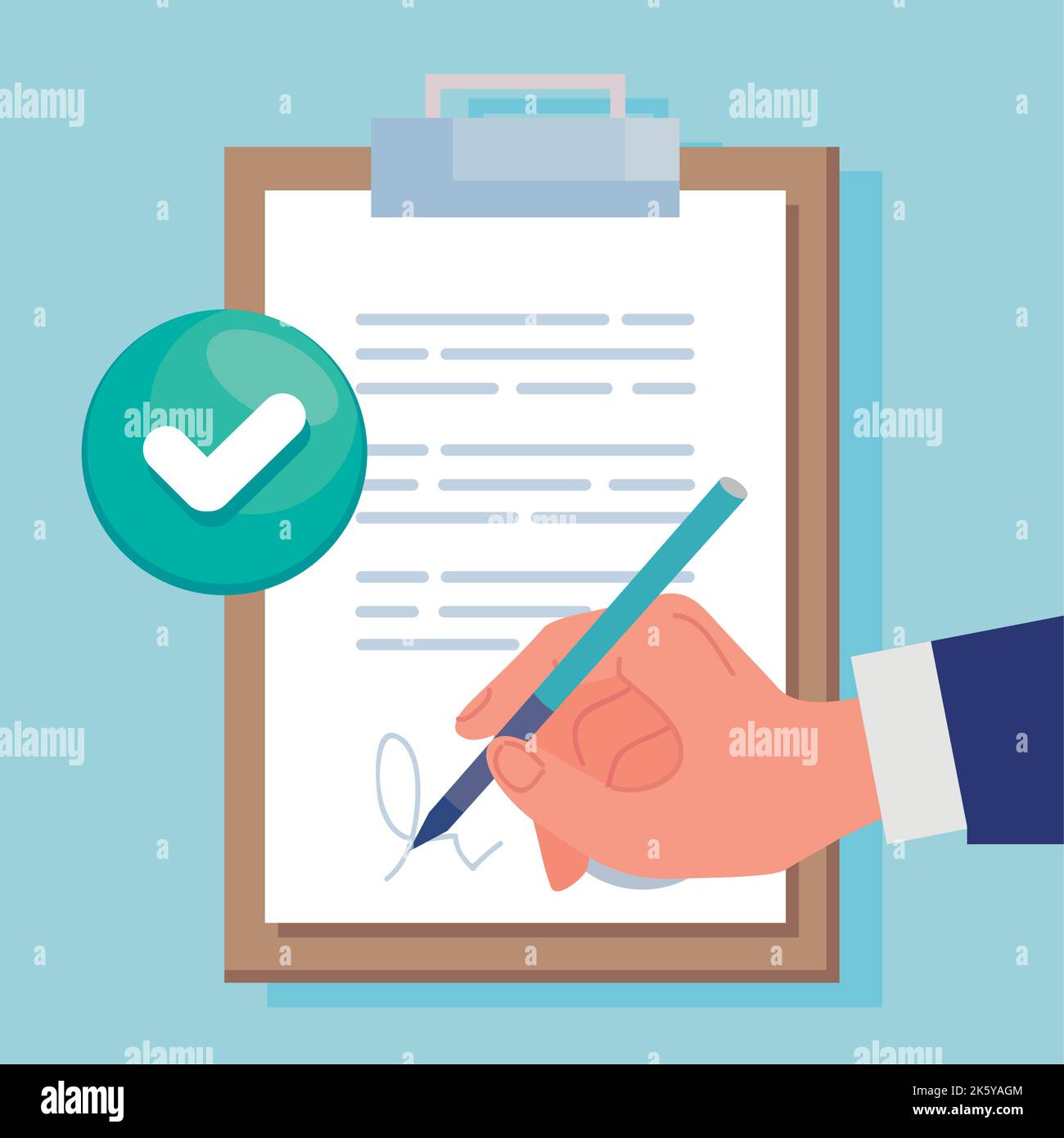 hand signing contract in clipboard Stock Vector Image & Art - Alamy